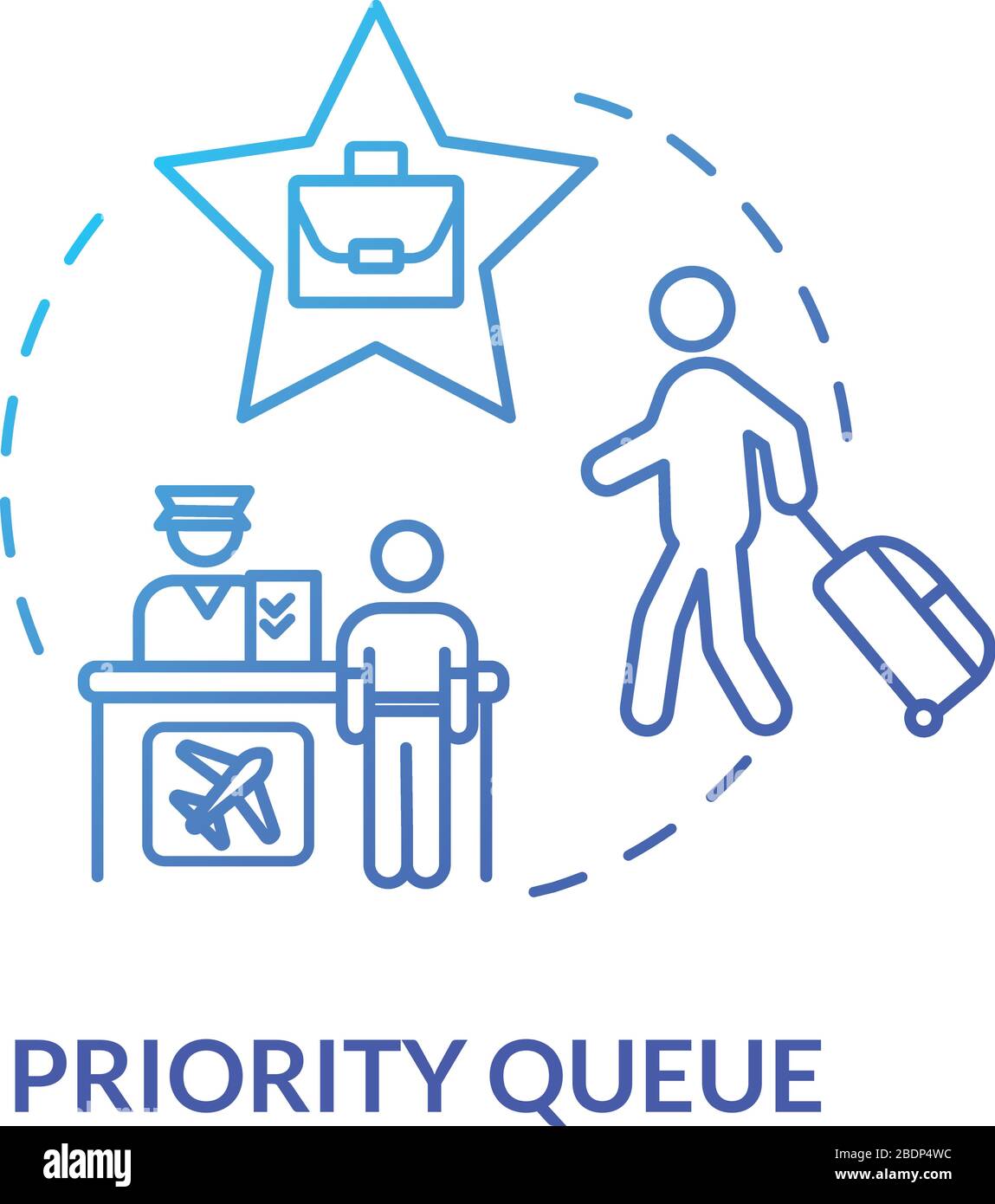 Priority queue concept icon. Luxury class flight idea thin line ...