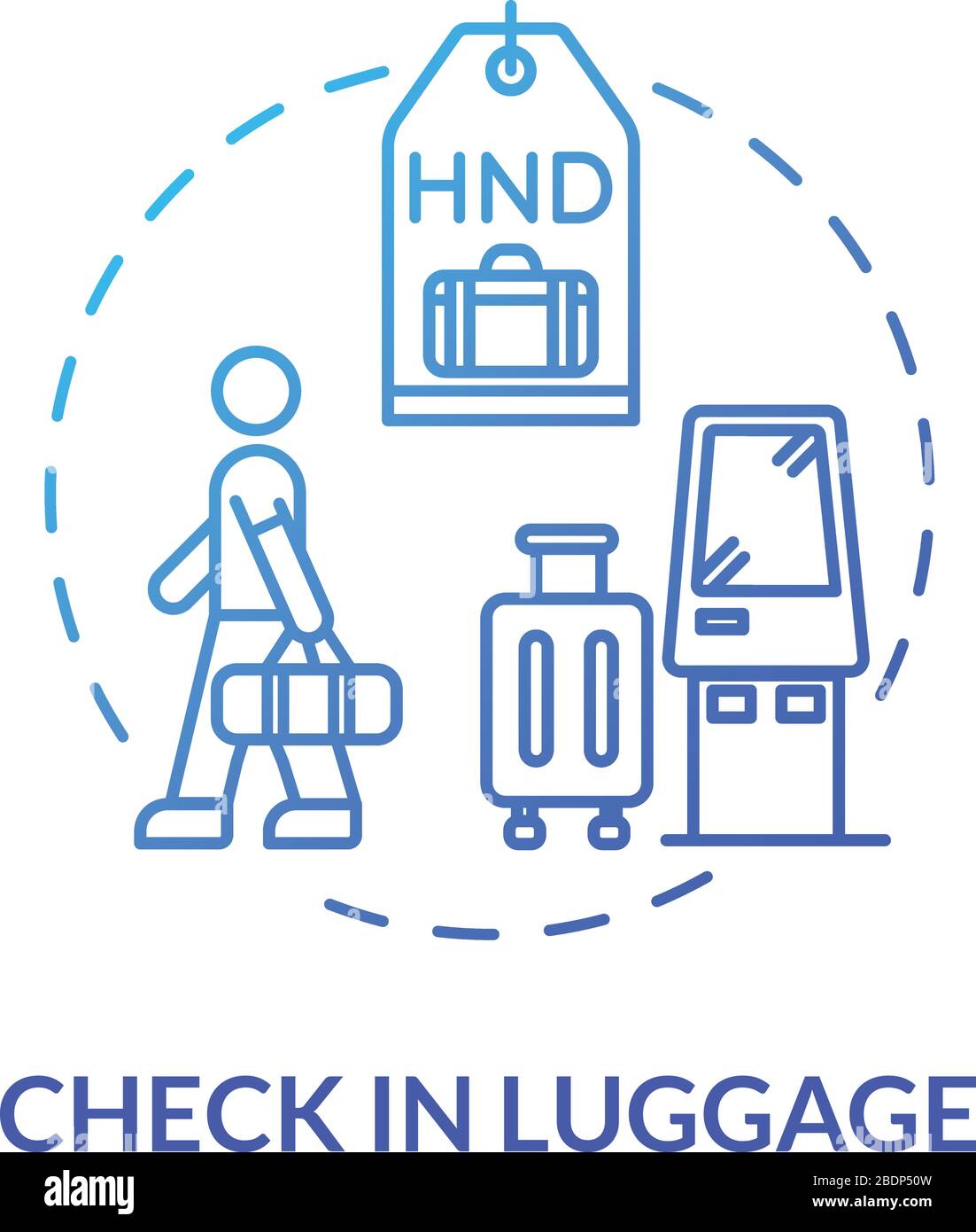 Check in luggage concept icon. Baggage control idea thin line ...
