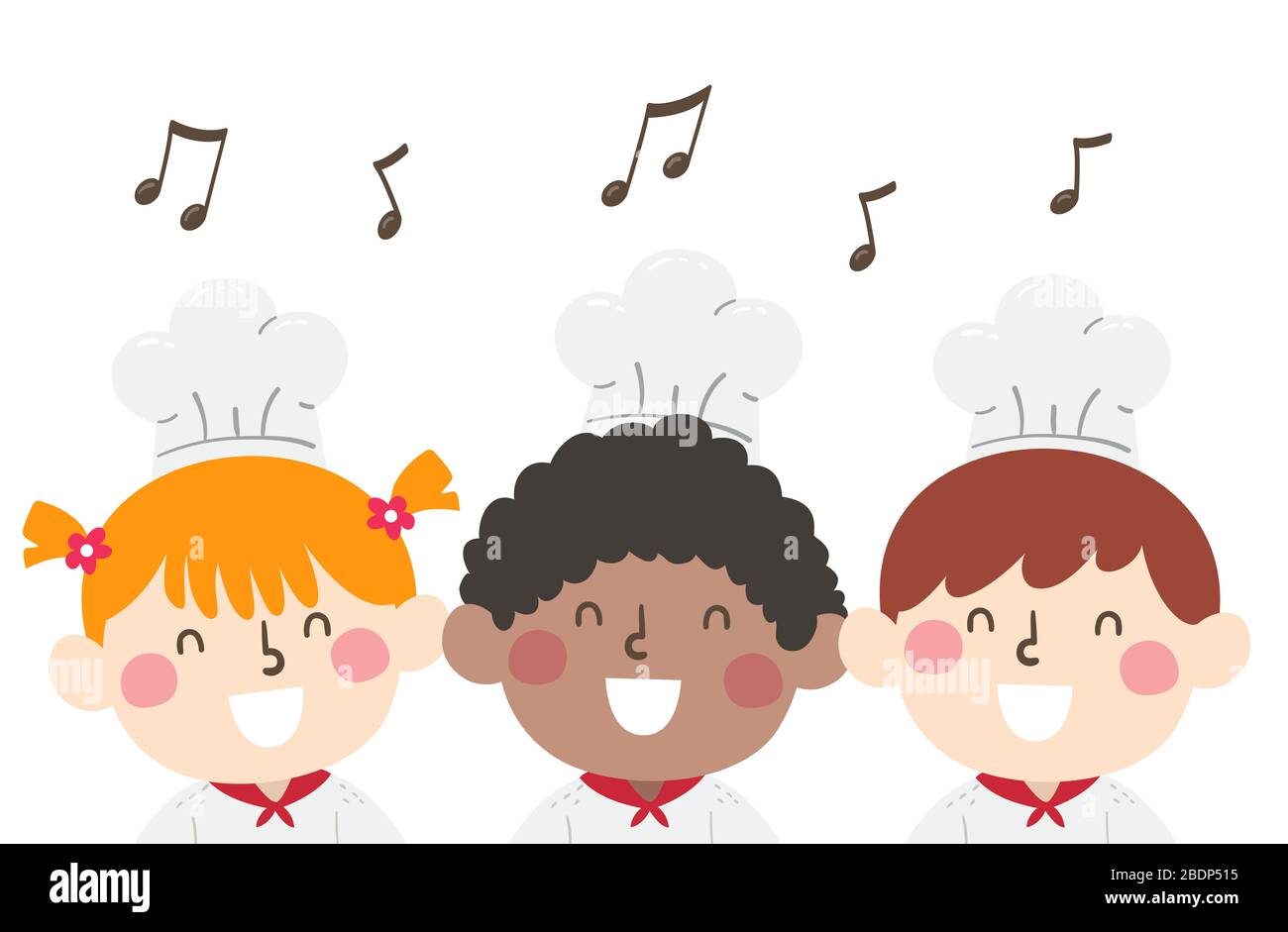 Illustration of Kids Wearing Chef Hats and Uniforms Singing with Music ...