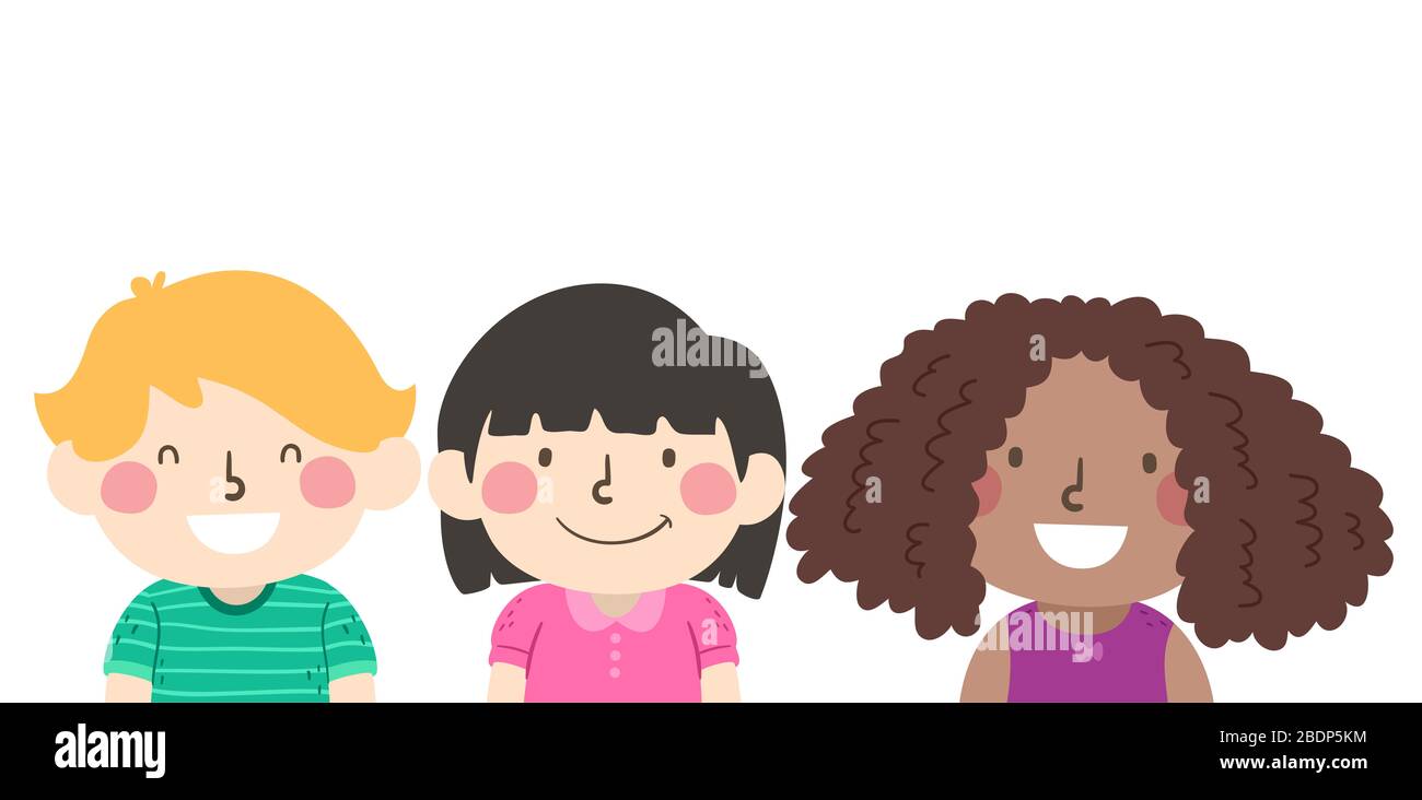 Illustration of Kids Showing their Smiles Stock Photo - Alamy