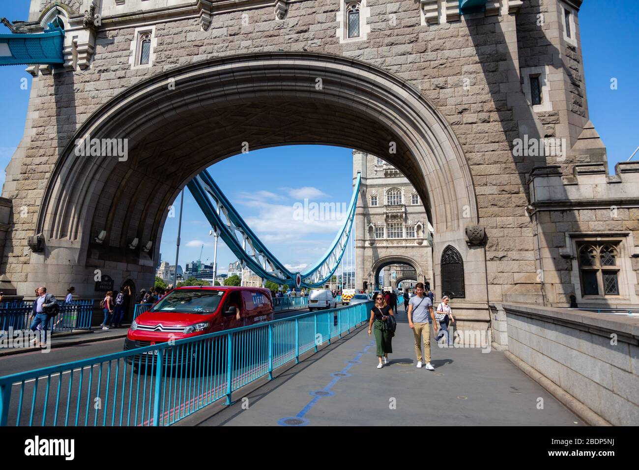 The iconic Tower Bridge spanning the River Thames in London, United ...