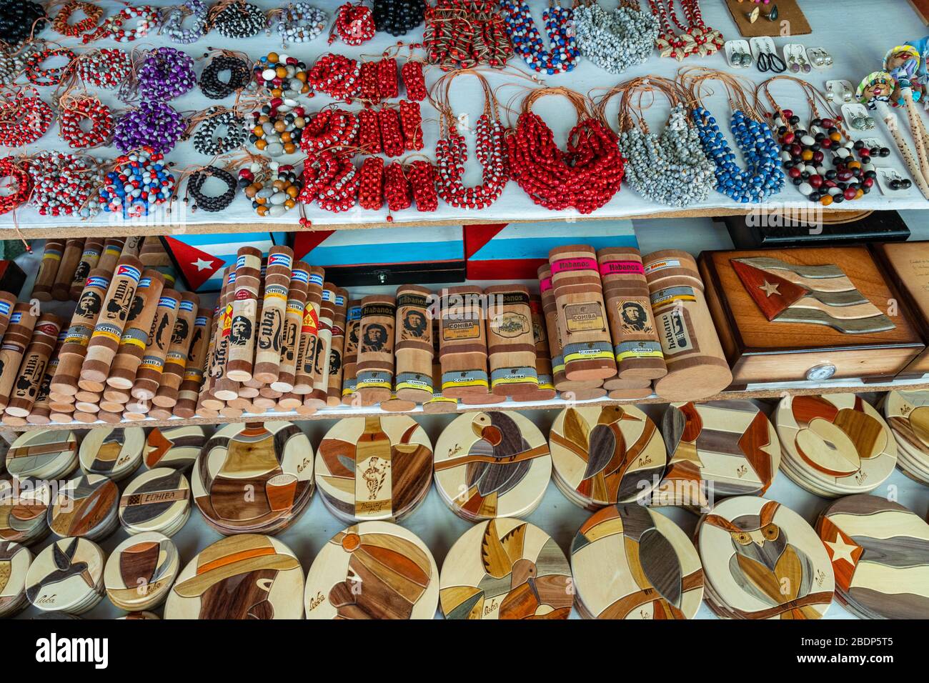 TRINIDAD, CUBA - DECEMBER 10, 2019: Traditional handcrafted merchandise ...
