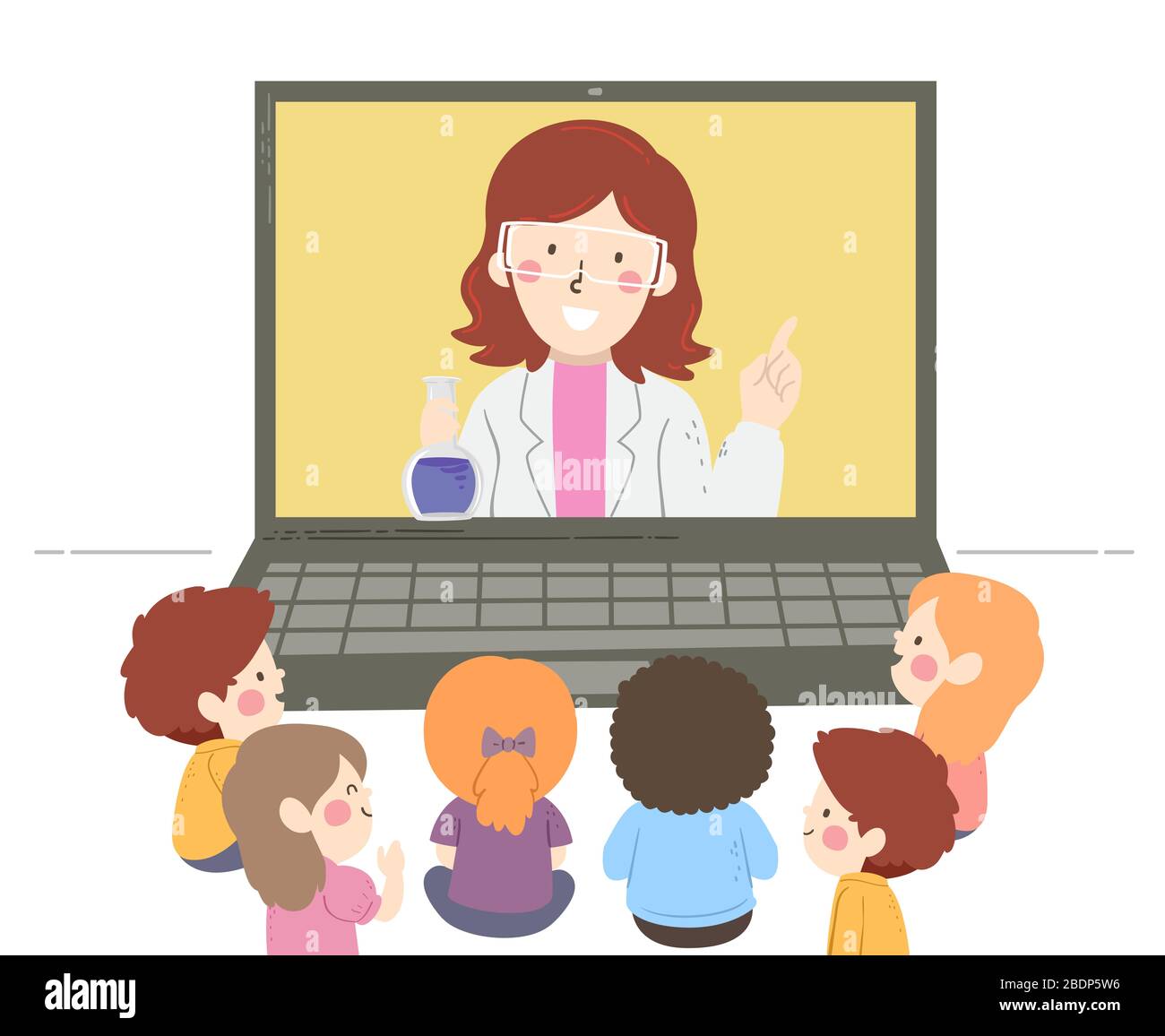 Illustration of Kids Watching a Scientist or Chemistry Teacher From ...