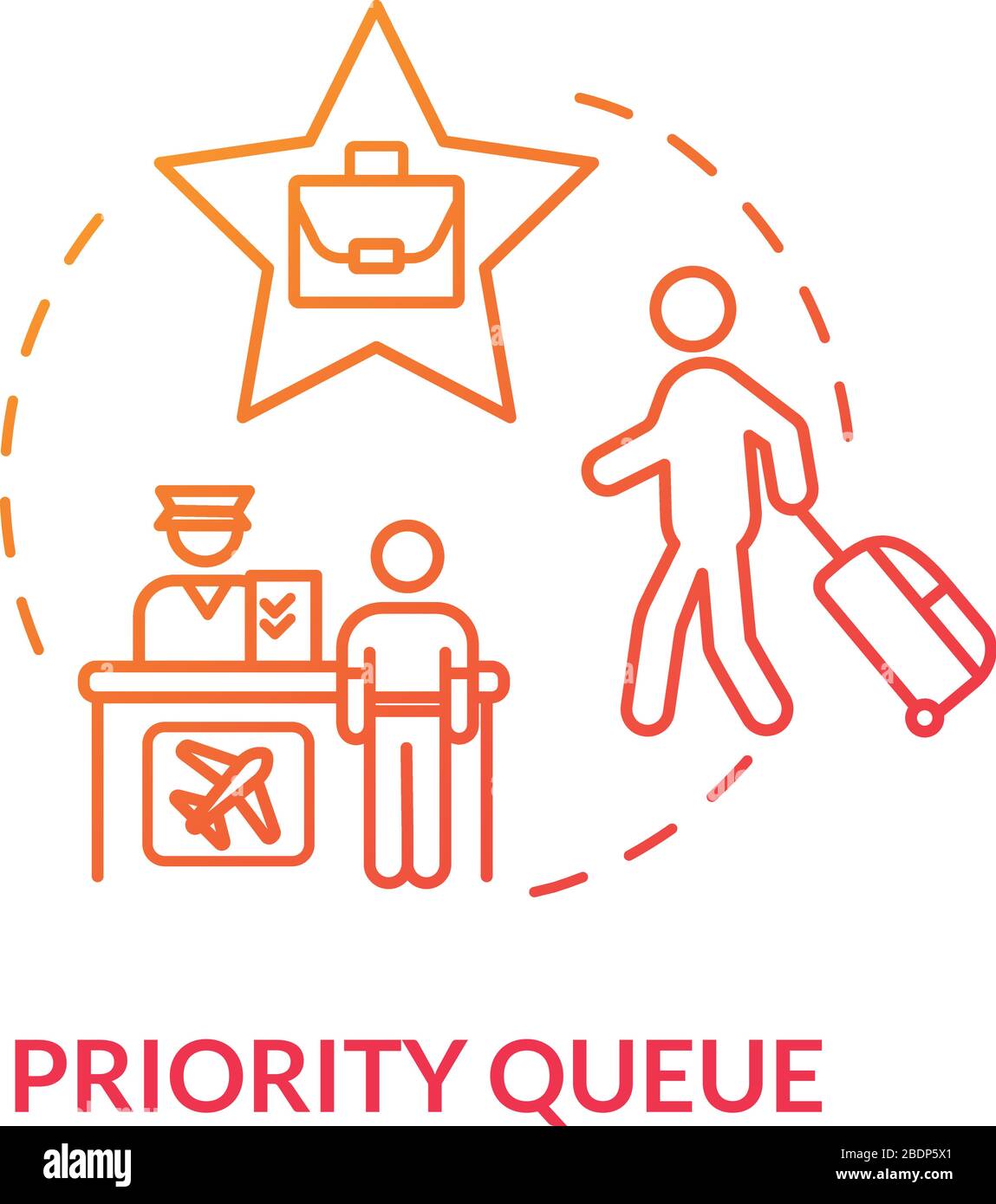 Priority queue concept icon. Luxury class flight benefit idea thin line ...