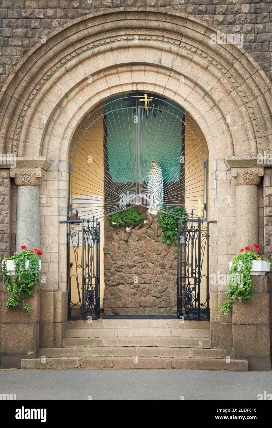 Main entrance with steps and arched passage to christian roman catholic ...