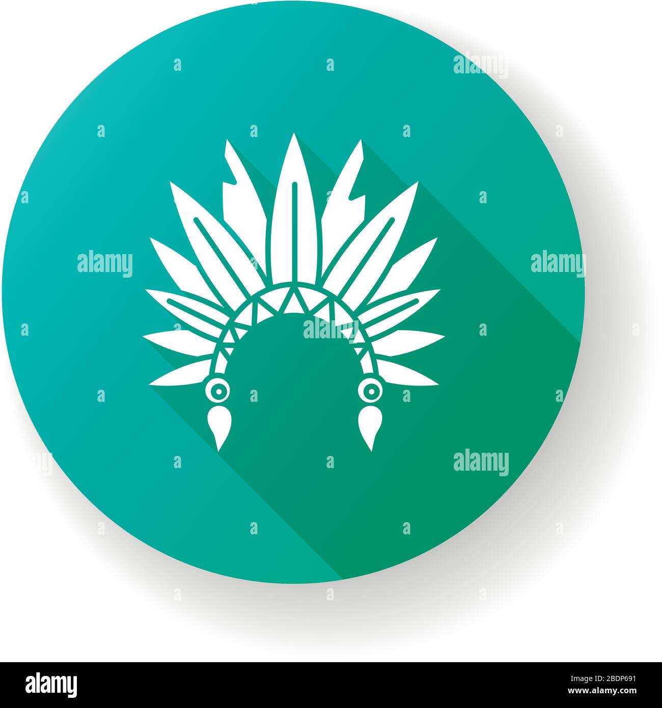 Native Indian American chief hat flat design long shadow glyph icon ...