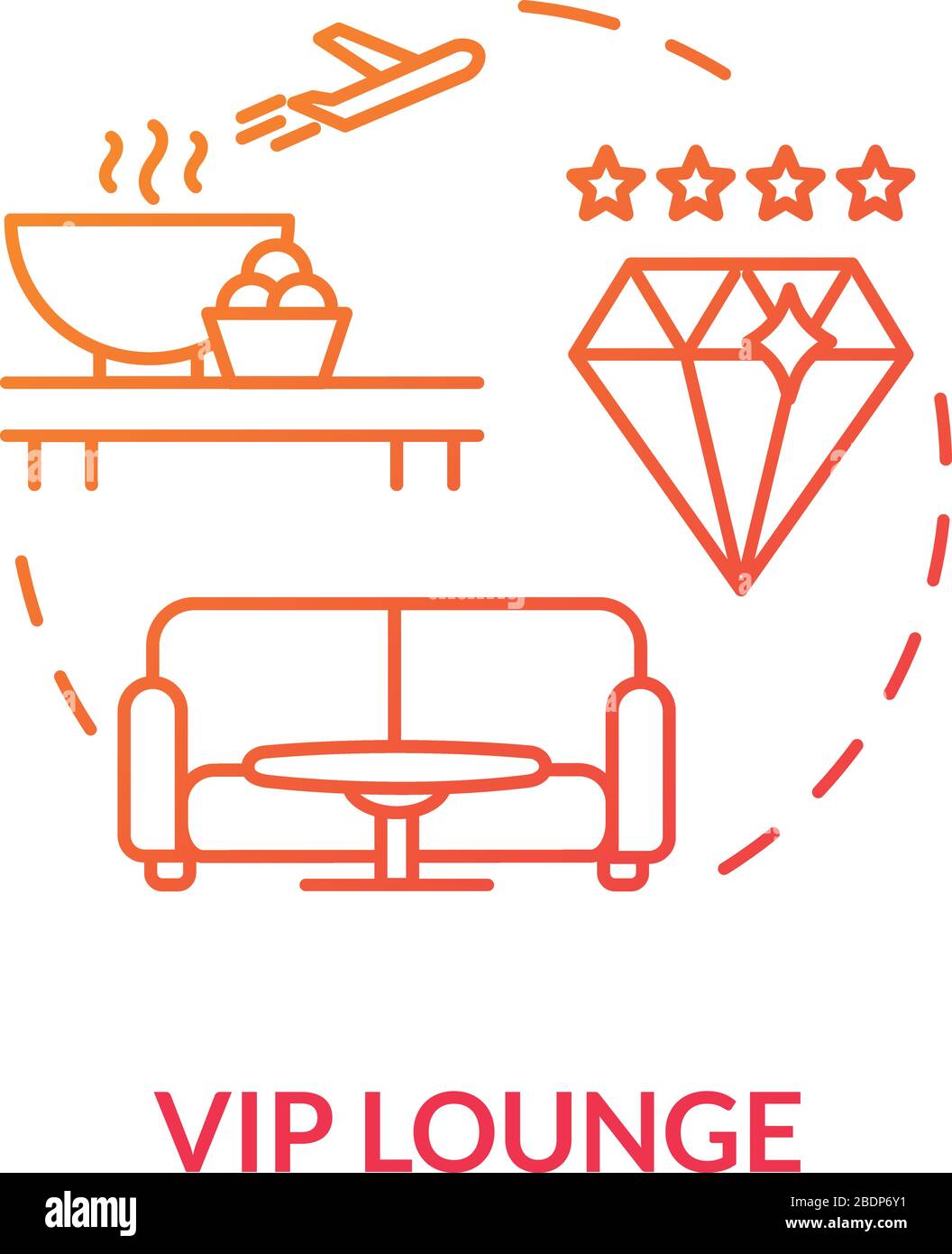 VIP departure lounge concept icon. Luxury class flight, airline waiting ...