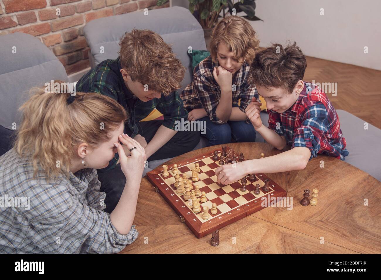 concept of friendship, communication and people - a group of young ...