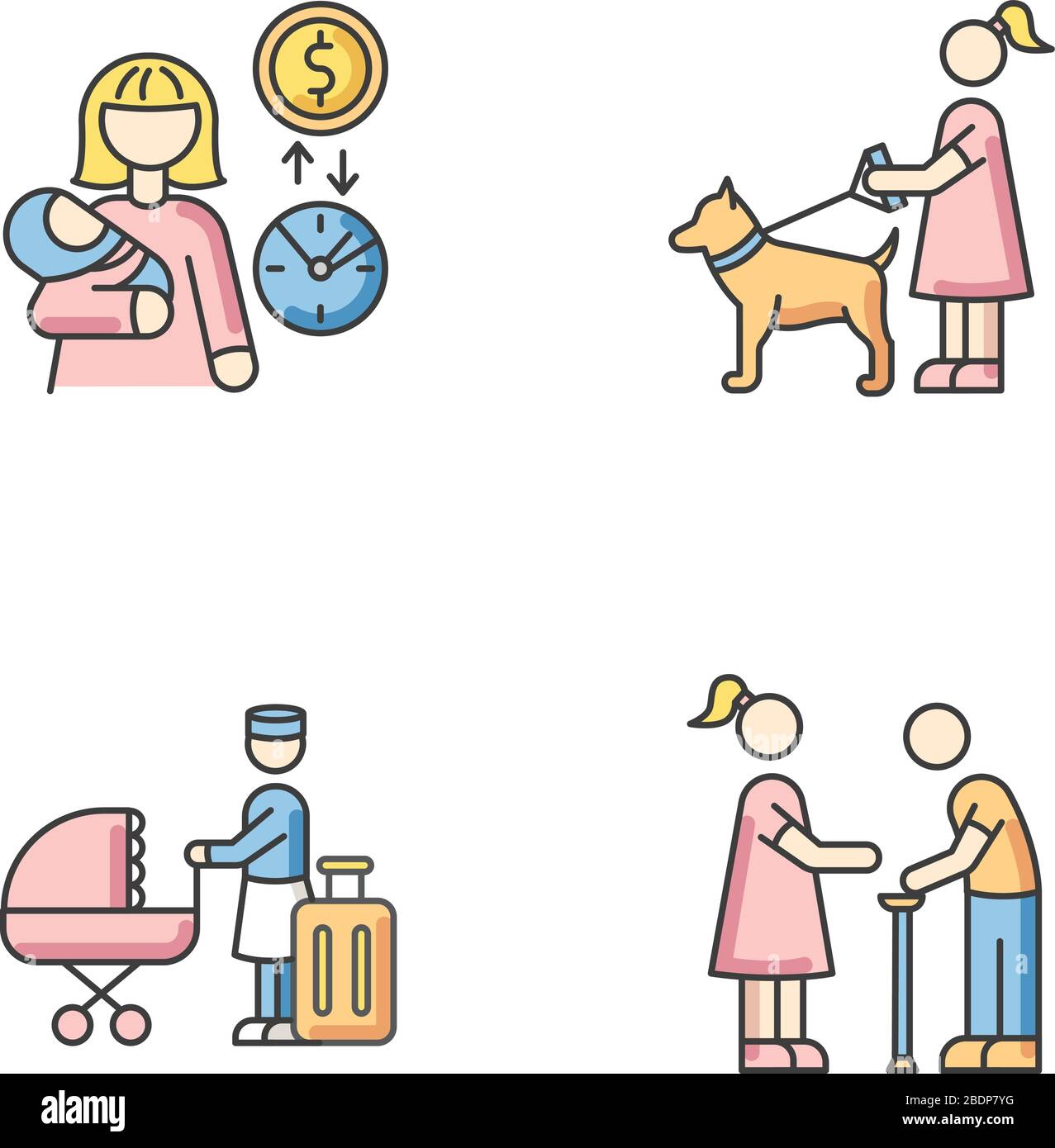 Old man, service dog Stock Vector Images - Alamy