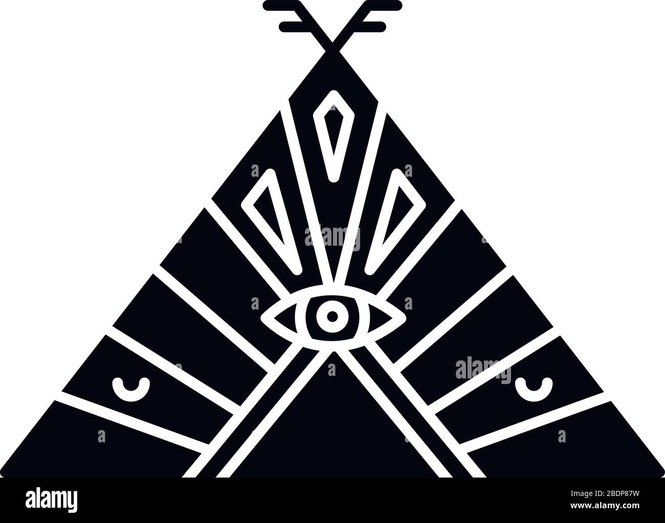 Native American chief teepee black glyph icon. Tribal dwelling in boho ...