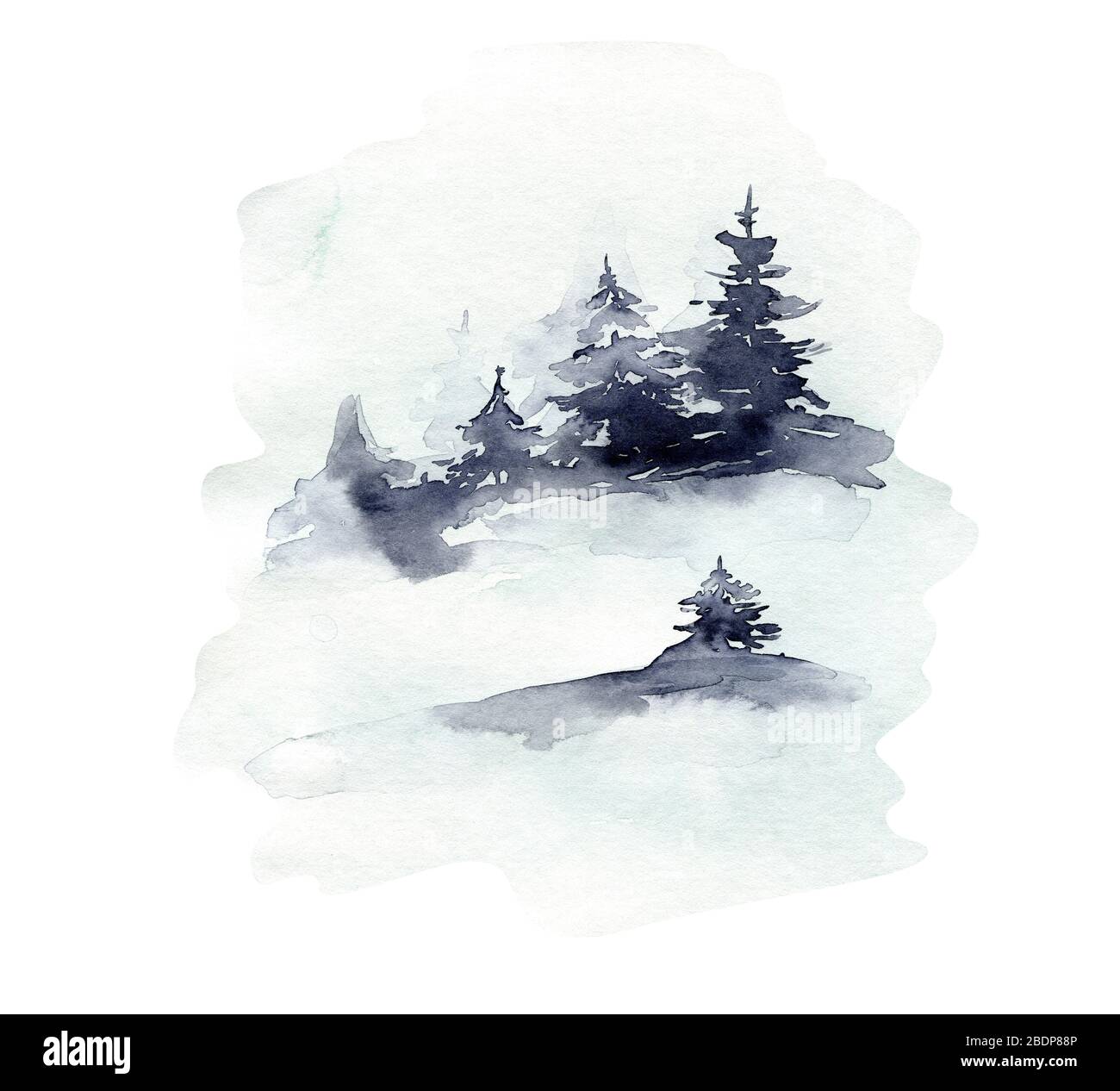 Winter Pine Trees Drawing