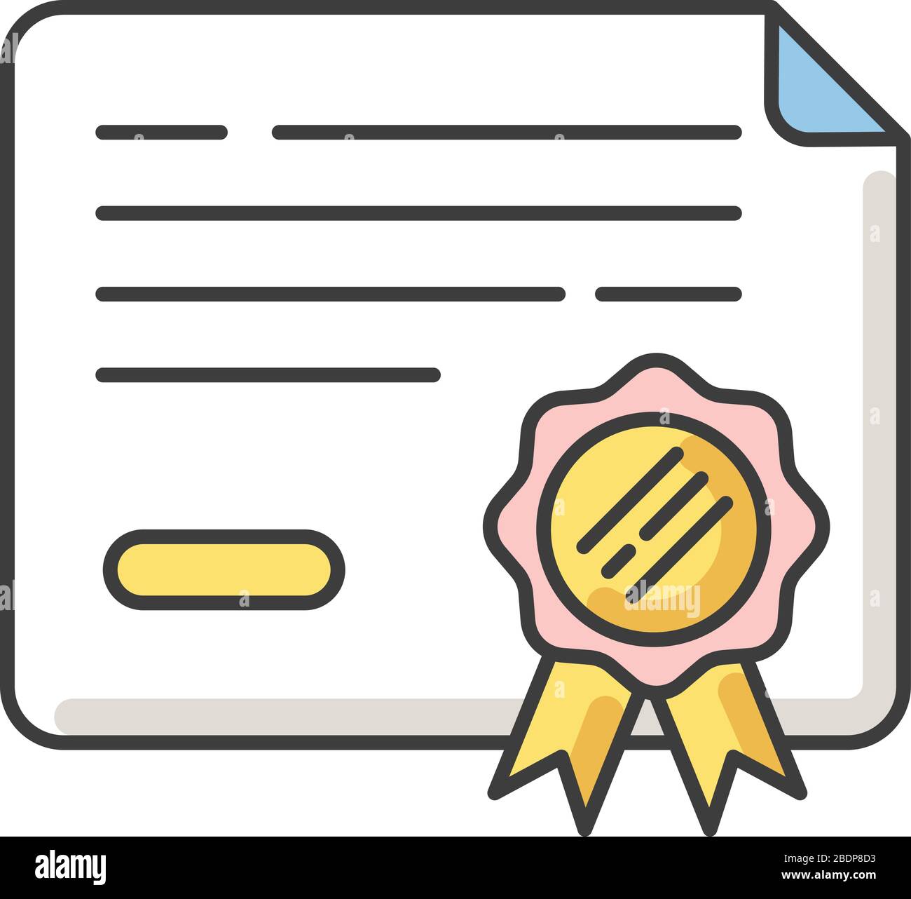 Certificate RGB color icon. College degree diploma with sealed stamp ...