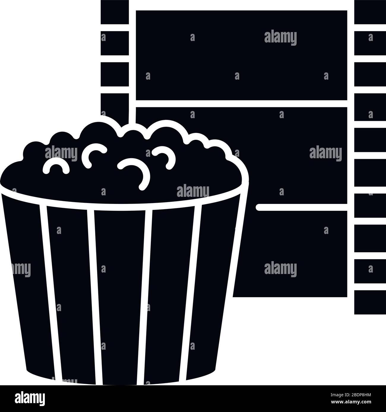 Movie night black glyph icon. Theater show evening. Watch film in ...