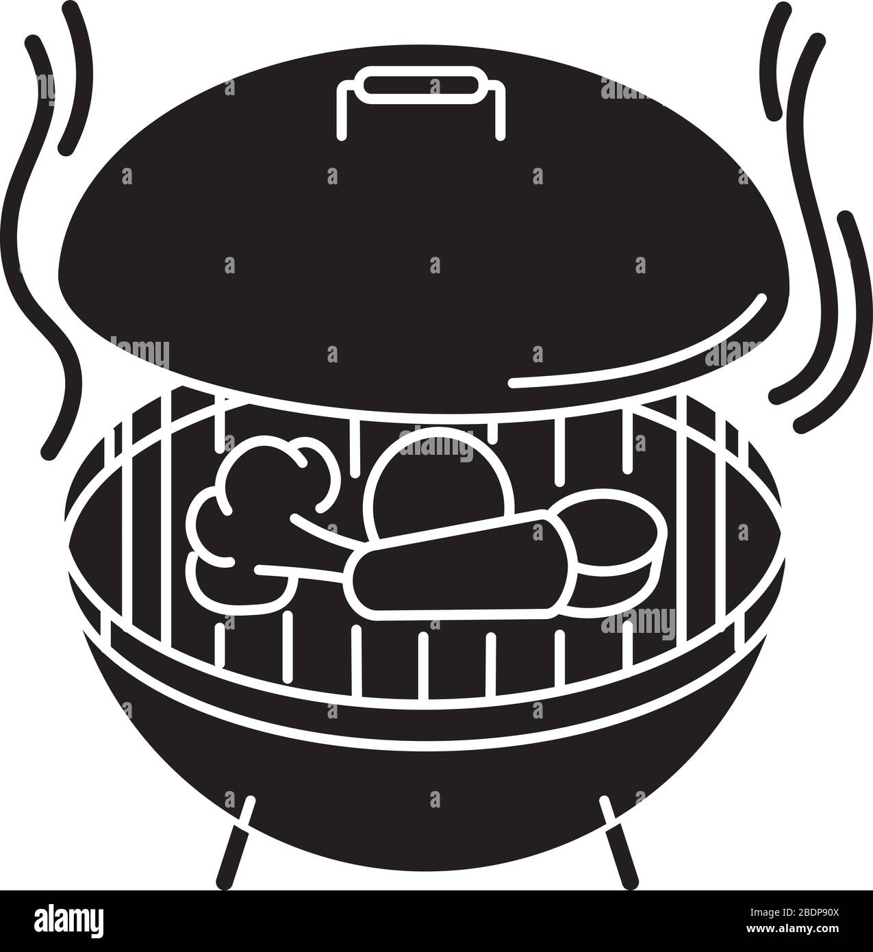 Grilling black glyph icon. Barbecue preparation process, cooking food ...