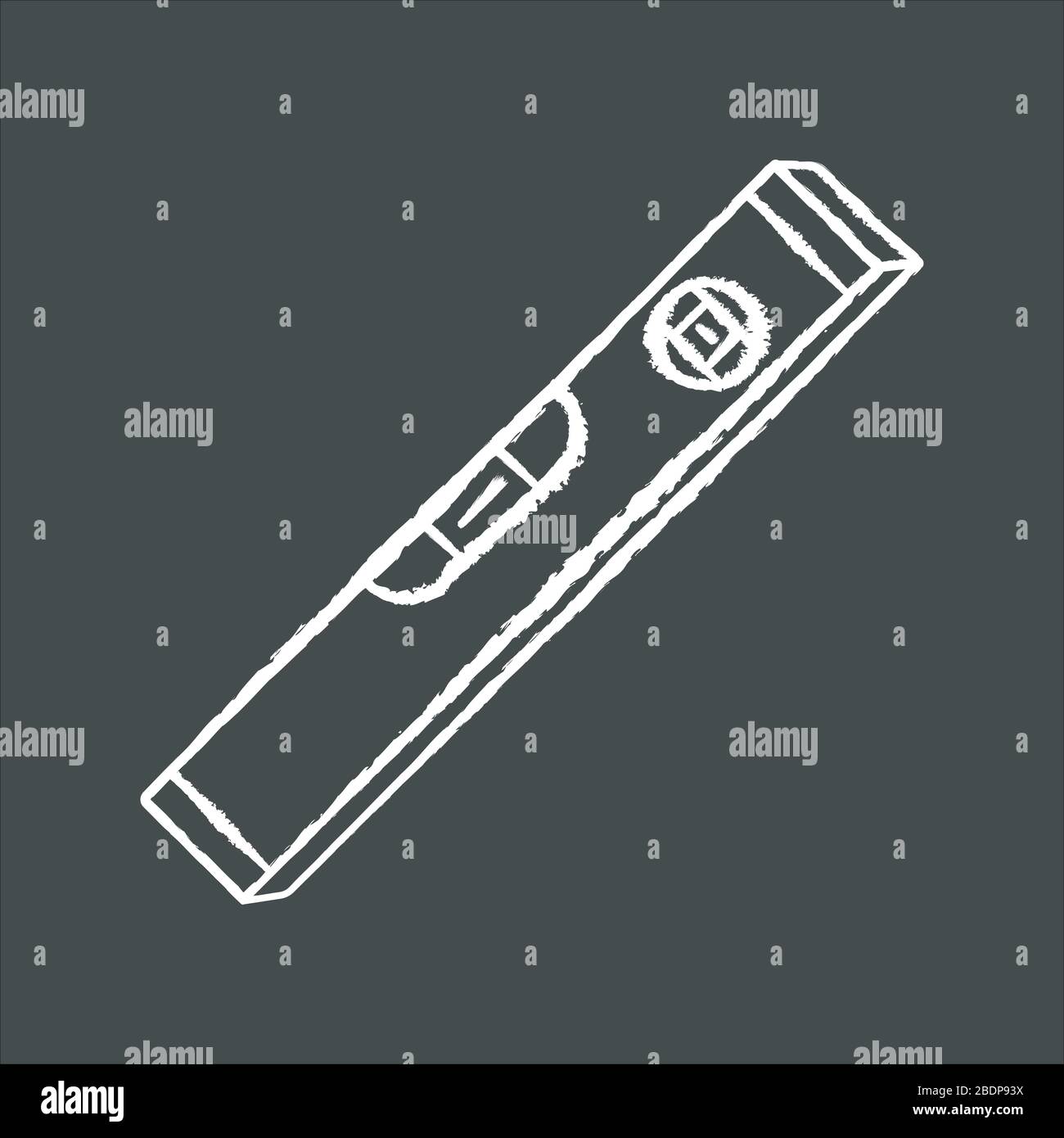 Waterpass chalk white icon on black background. Builder tool to measure ...