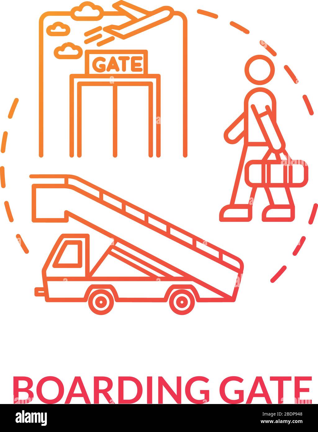 Boarding gate concept icon. Airport terminal. Airplane departure idea ...
