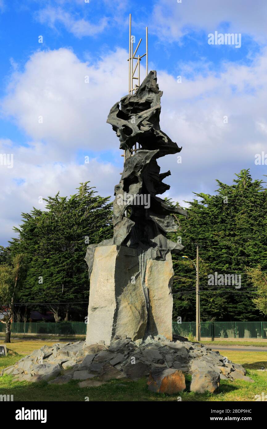The Oil Monument, Punta Arenas city, Patagonia, Chile, South America ...