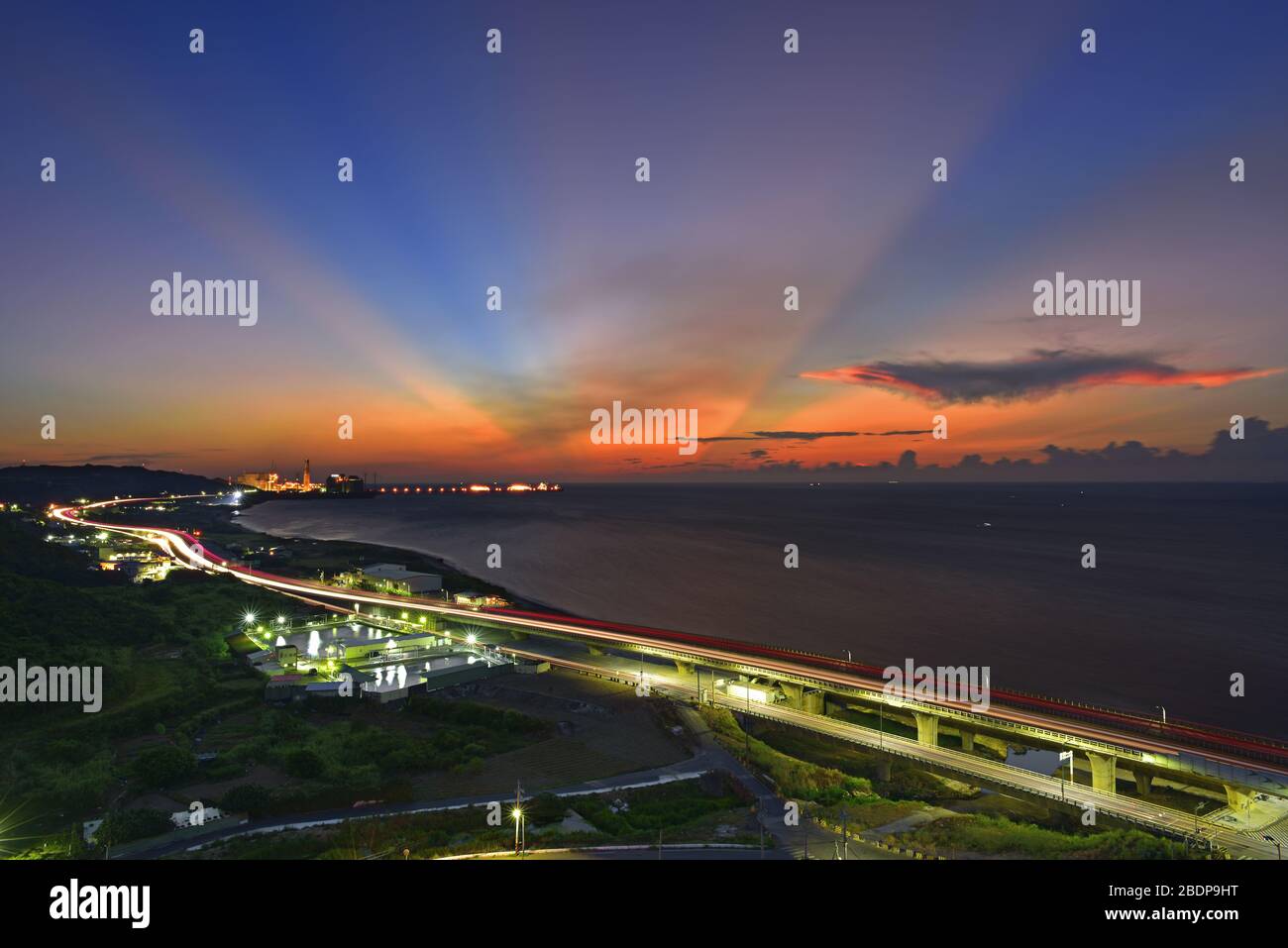 sunset of Linkou thermal power plant Taiwan Stock Photo - Alamy