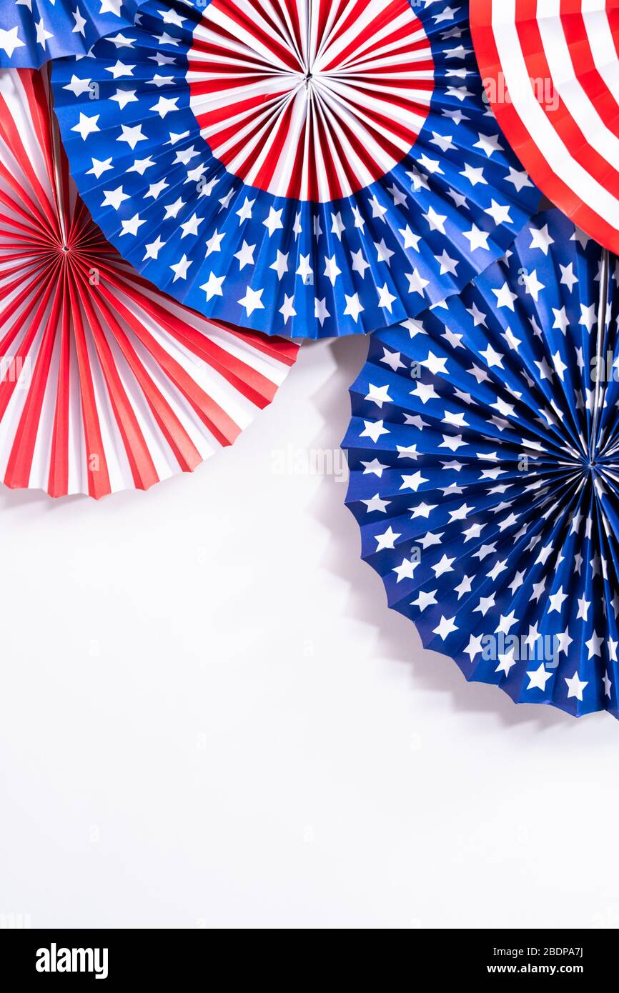 Red, white, and blue paper fans for July 4th celebration Stock Photo ...