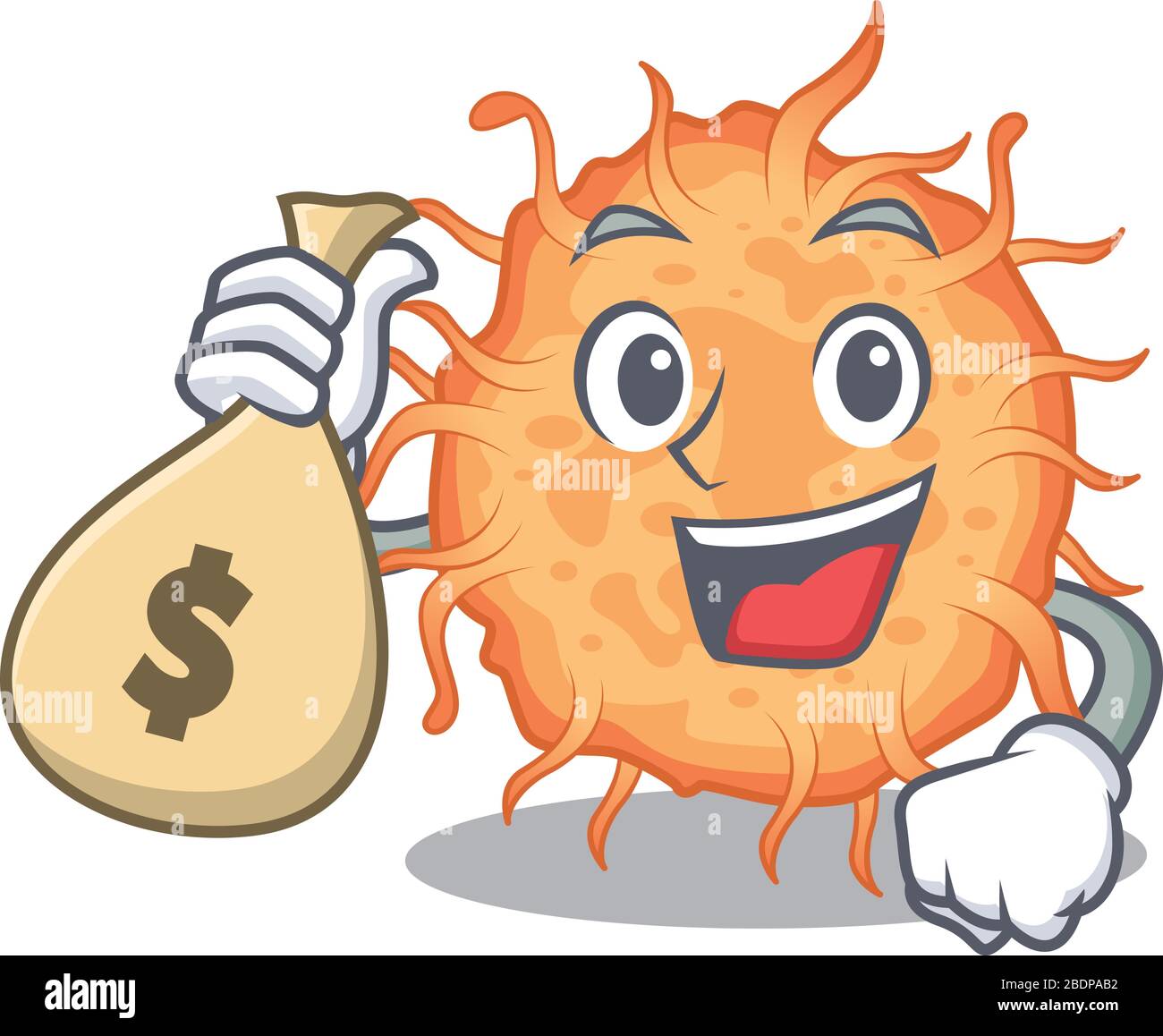Rich bacteria endospore cartoon design holds money bags Stock Vector ...