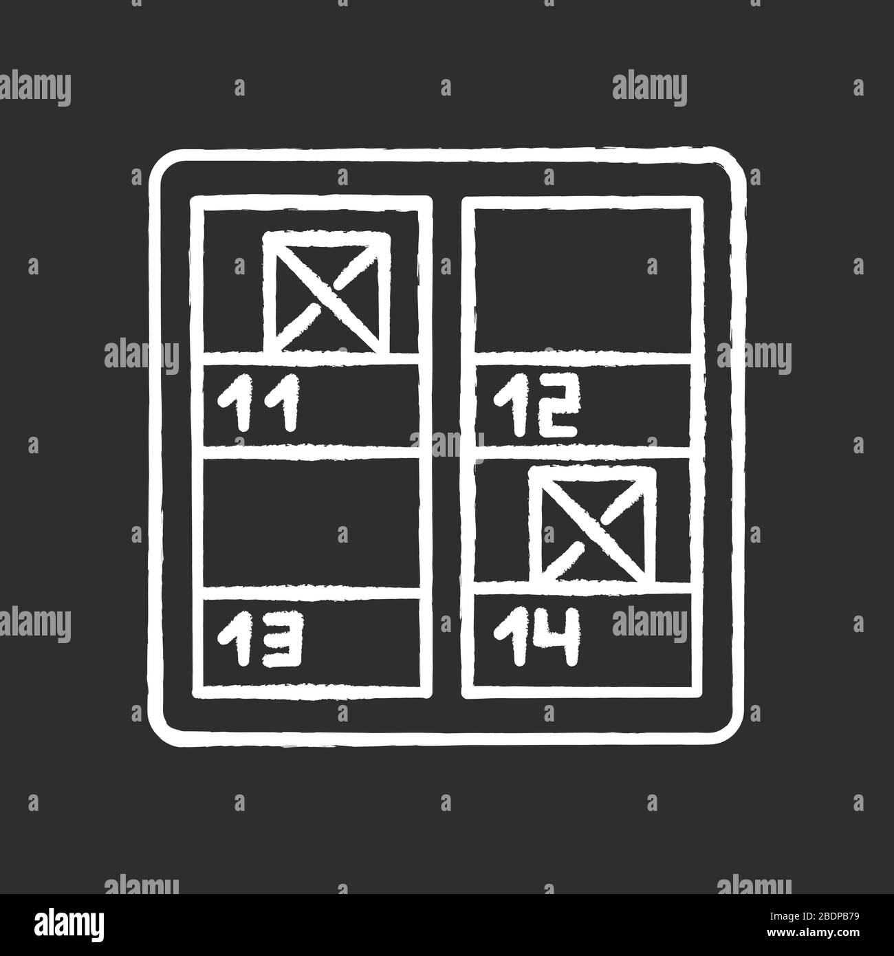 Inventory control chalk white icon on black background. Stock checking ...
