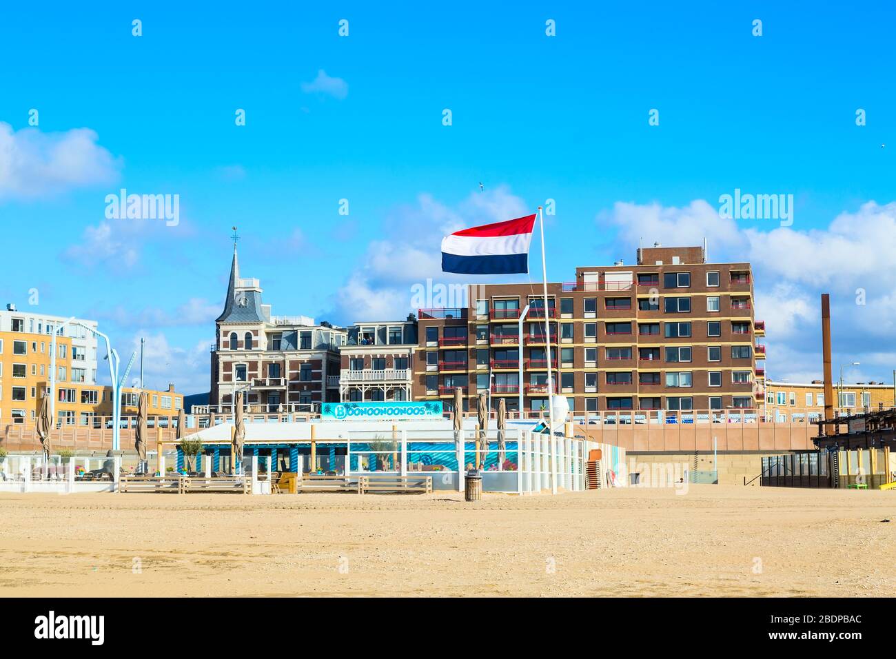 Scheveningen, Netherlands - April 7, 2016: Scheveningen beach panorama ...