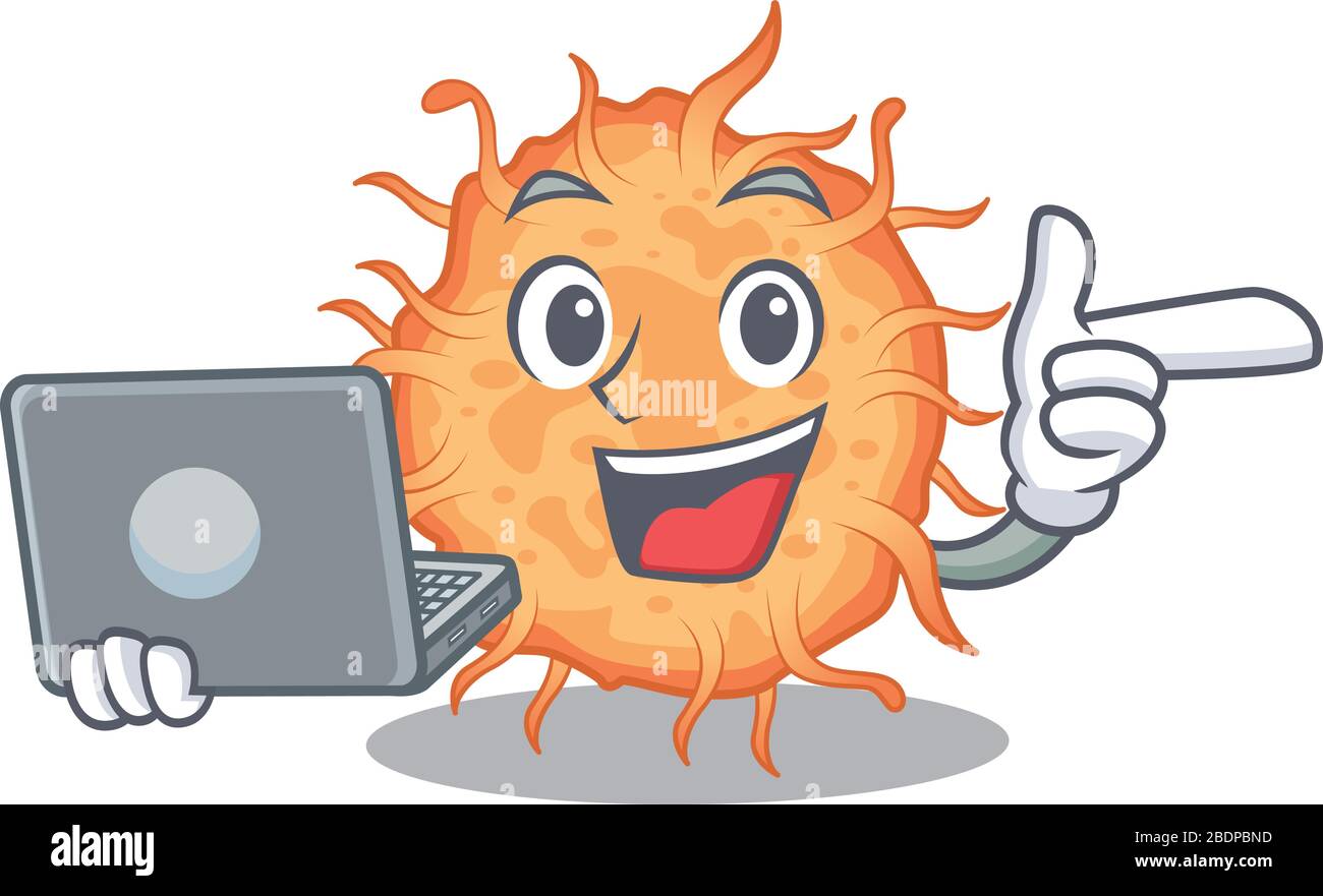 Cartoon character of bacteria endospore clever student studying with a ...