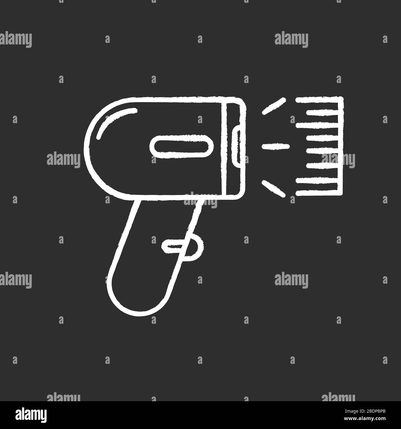 Barcode scanner chalk white icon on black background. Asset tracking ...