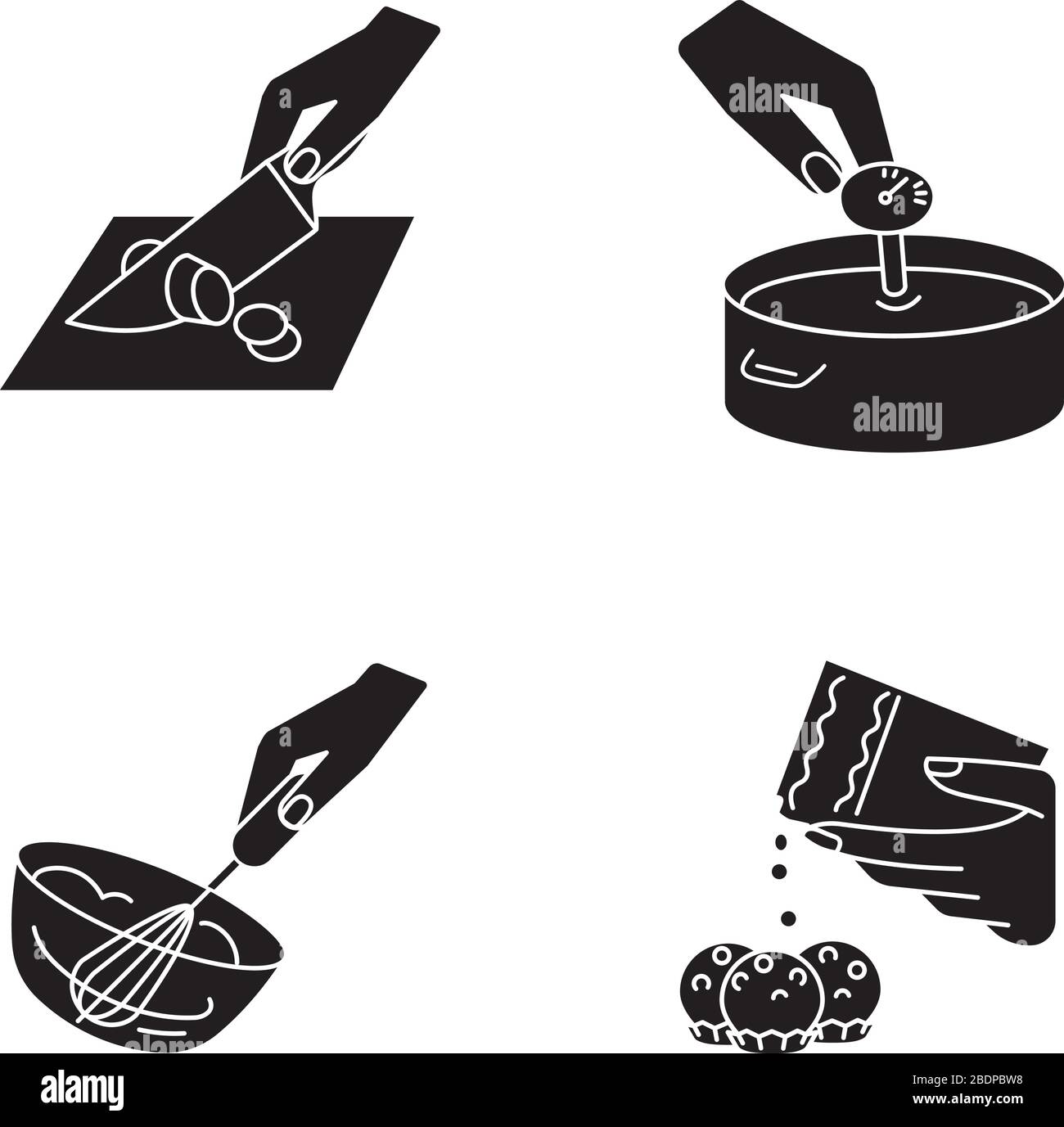 Culinary methods black glyph icons set on white space. Food preparation ...