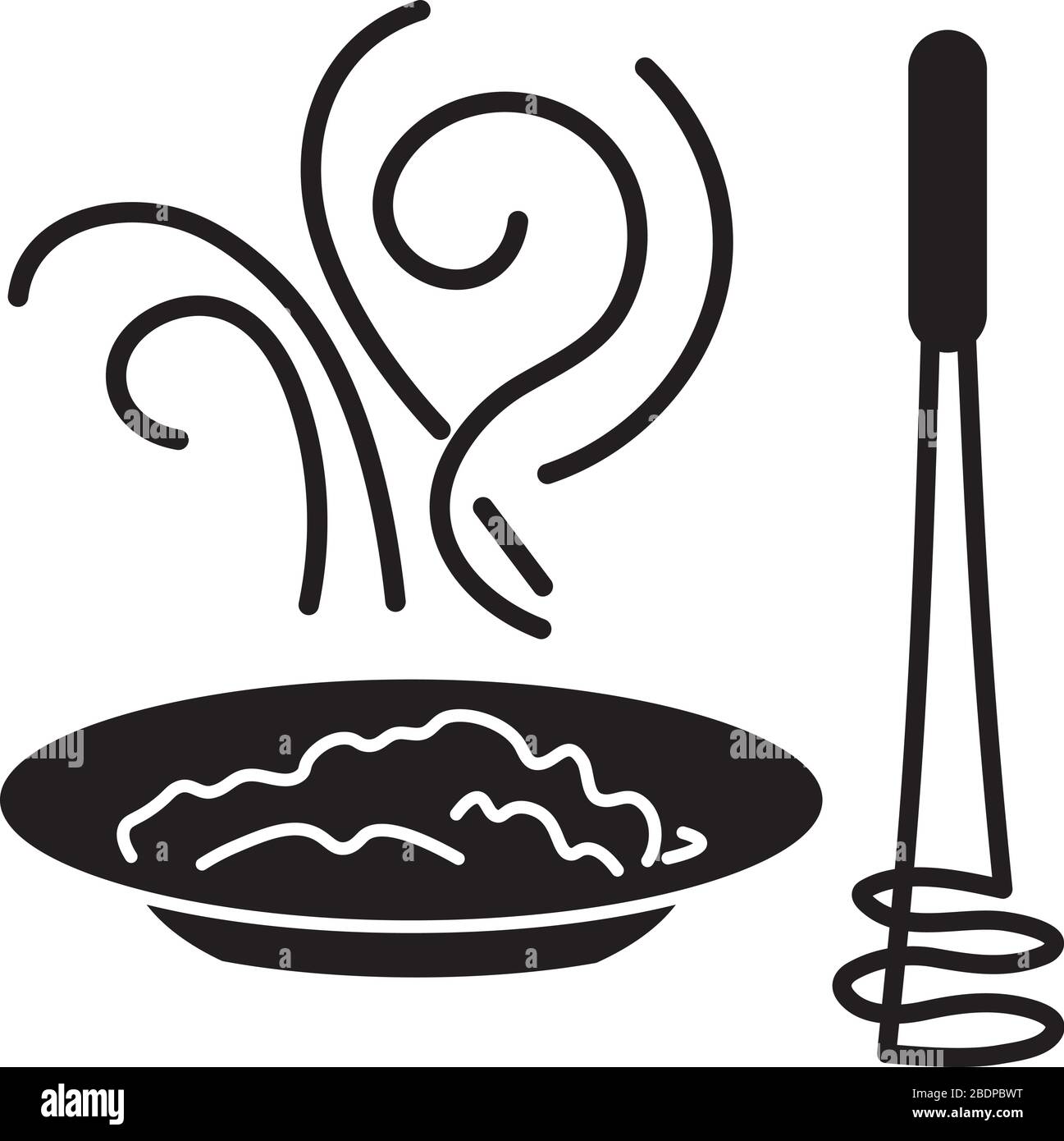 Puree black glyph icon. Creamy vegetable paste, culinary method. Food ...