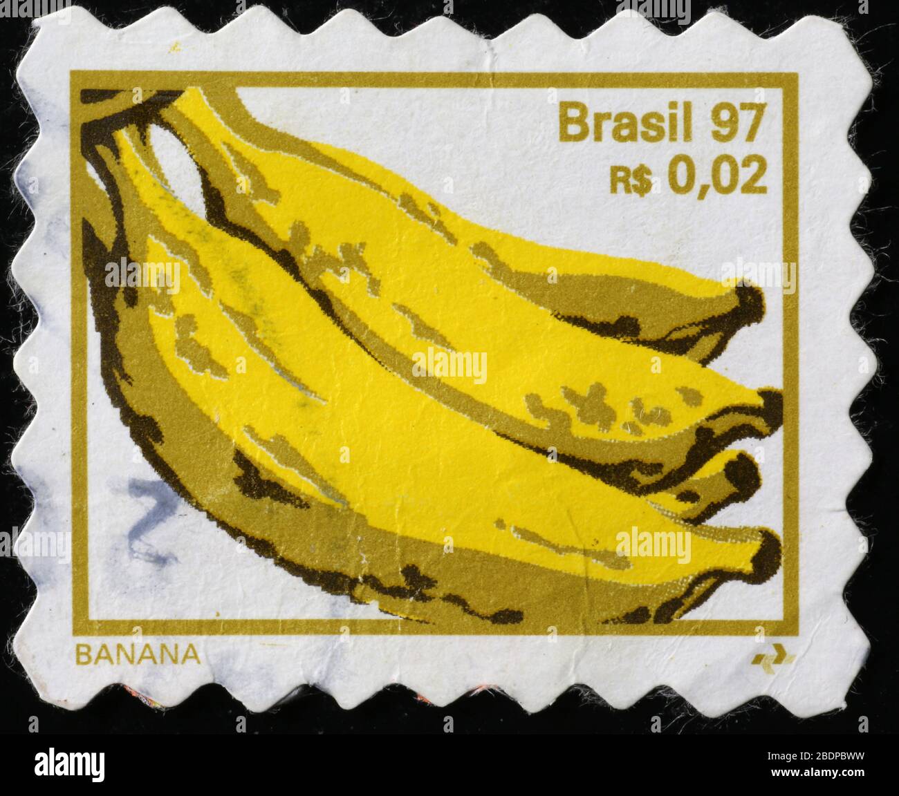 Bananas on brazilian postage stamp Stock Photo - Alamy