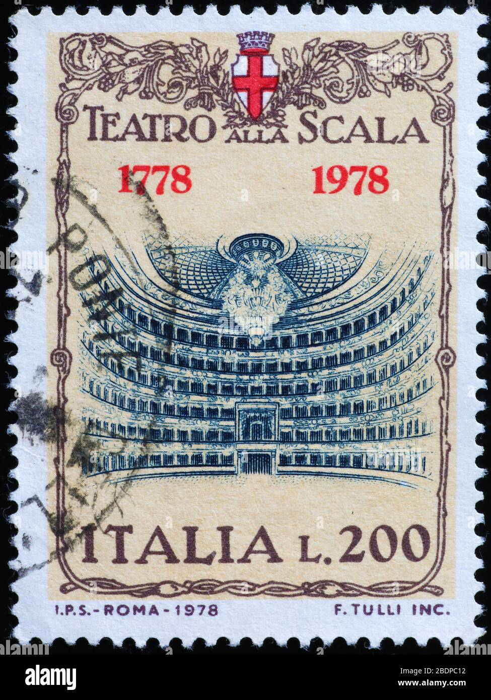 Celebration of famous La Scala opera house on italian stamp Stock Photo ...