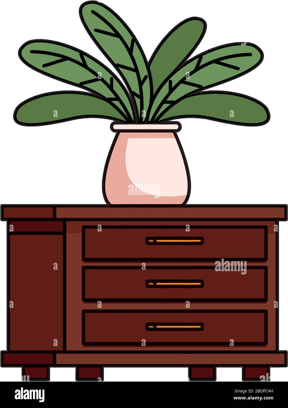 house plant in ceramic pot over drawer Stock Vector Image & Art - Alamy