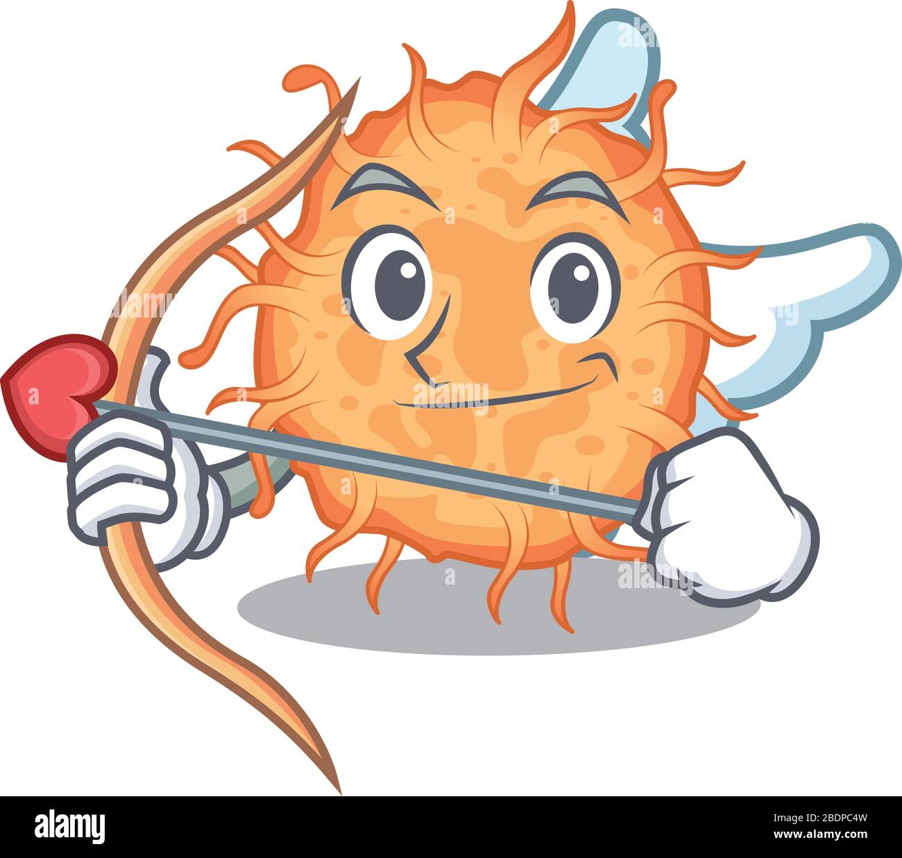 Bacteria endospore in cupid cartoon character with arrow and wings ...