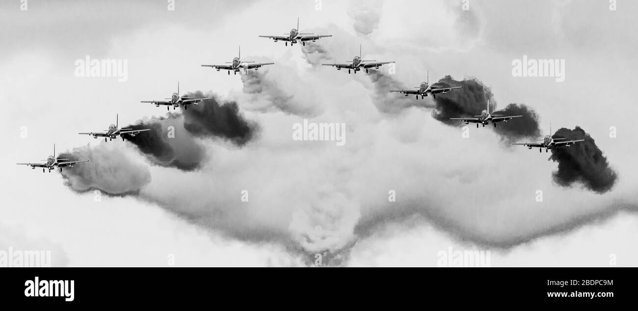 Italian Air Force display team Frecce Tricolori captured at the 2019 ...