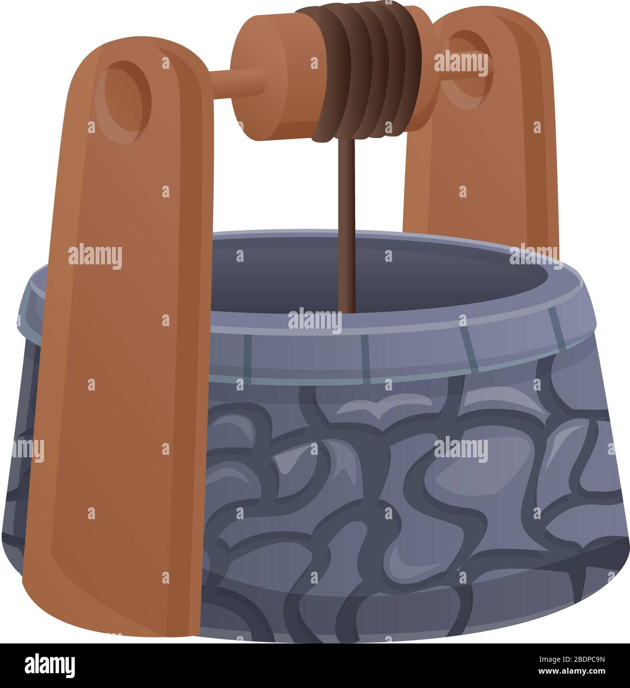 Round stone water well icon. Cartoon of round stone water well vector ...