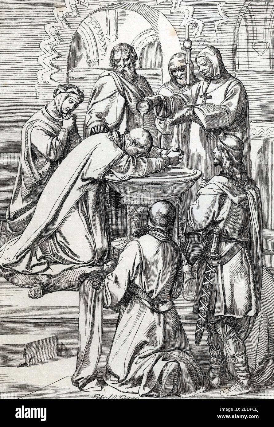 "Representation de Saint Augustin de Canterbury (mort en 604), envoye ...