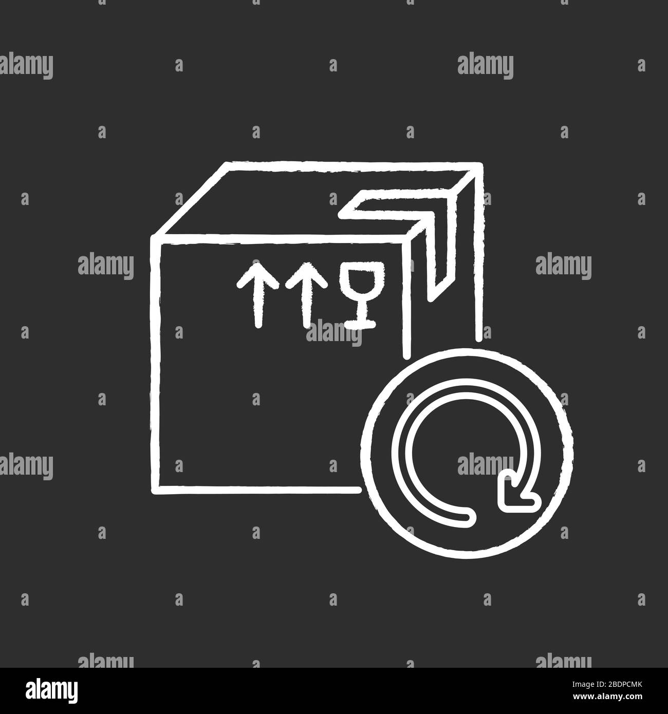 Purchase returns chalk white icon on black background. Order guarantee ...