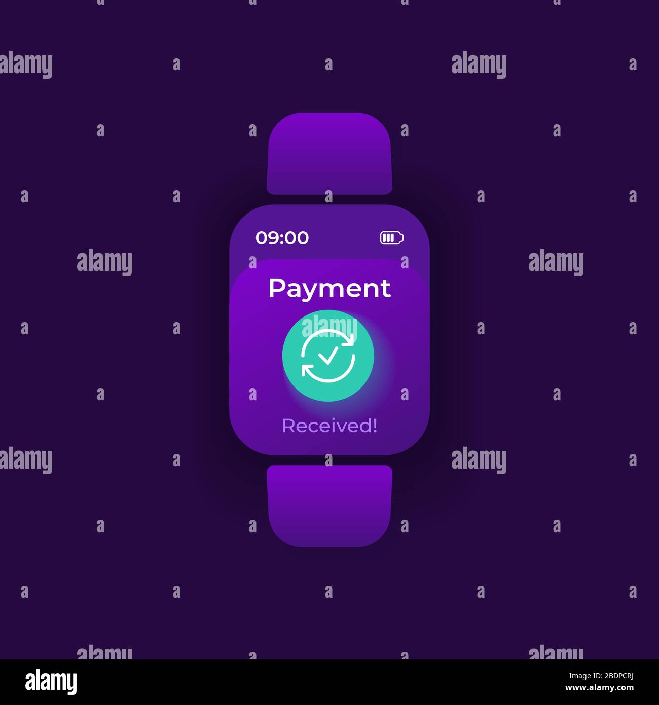 Payment received smartwatch interface vector template. Mobile app ...