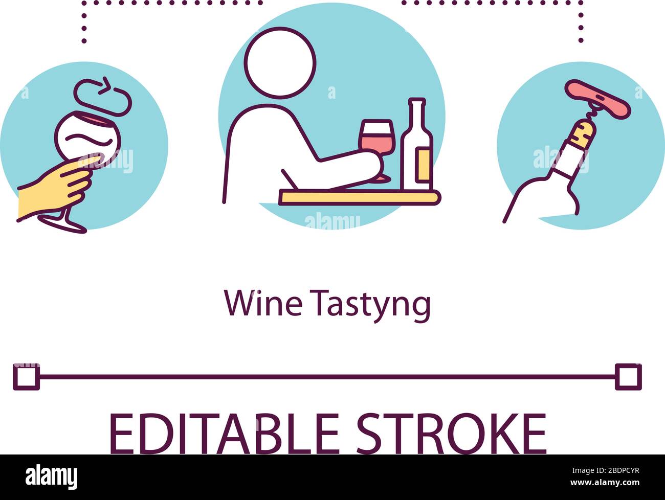 Wine tasting concept icon. Winetasting event at restaurant. Try alcohol ...
