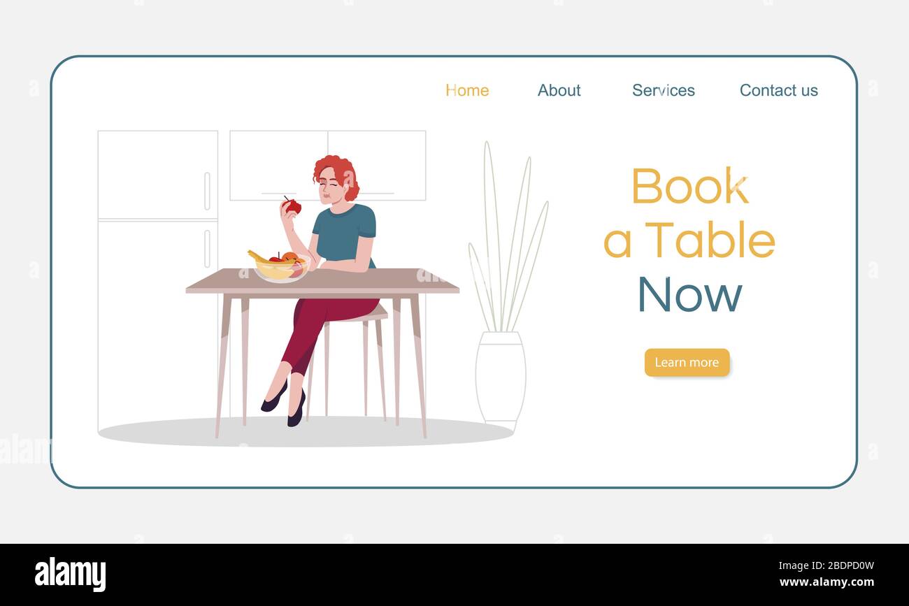 Book table now landing page vector template. Healthy nutrition website ...