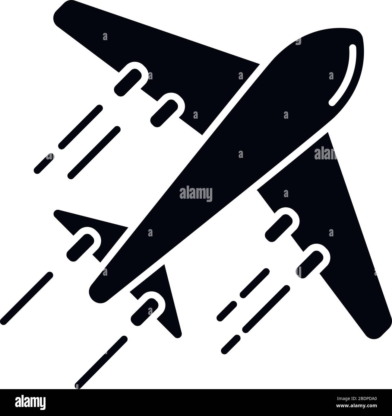 Airplane black glyph icon. Flight with airlines. Take airliner to ...