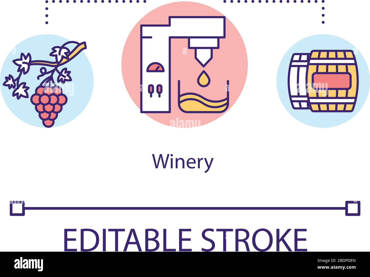 Winery concept icon. Distillery technology to make alcohol grape ...