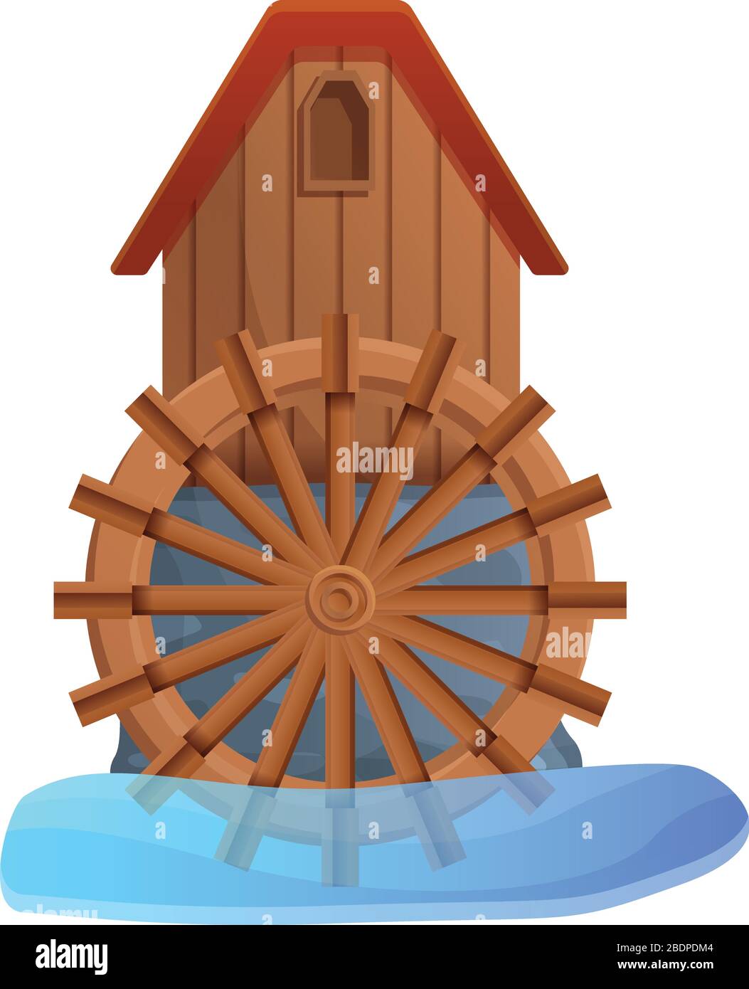 Old water mill icon. Cartoon of old water mill vector icon for web ...