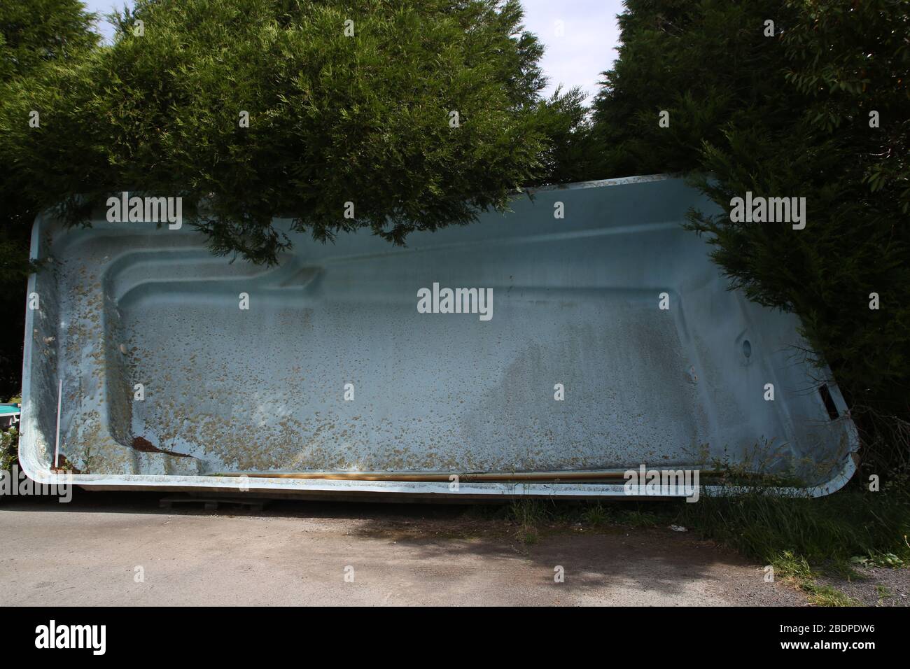Abandoned empty swimming pool on car park in Brittany, France Stock ...