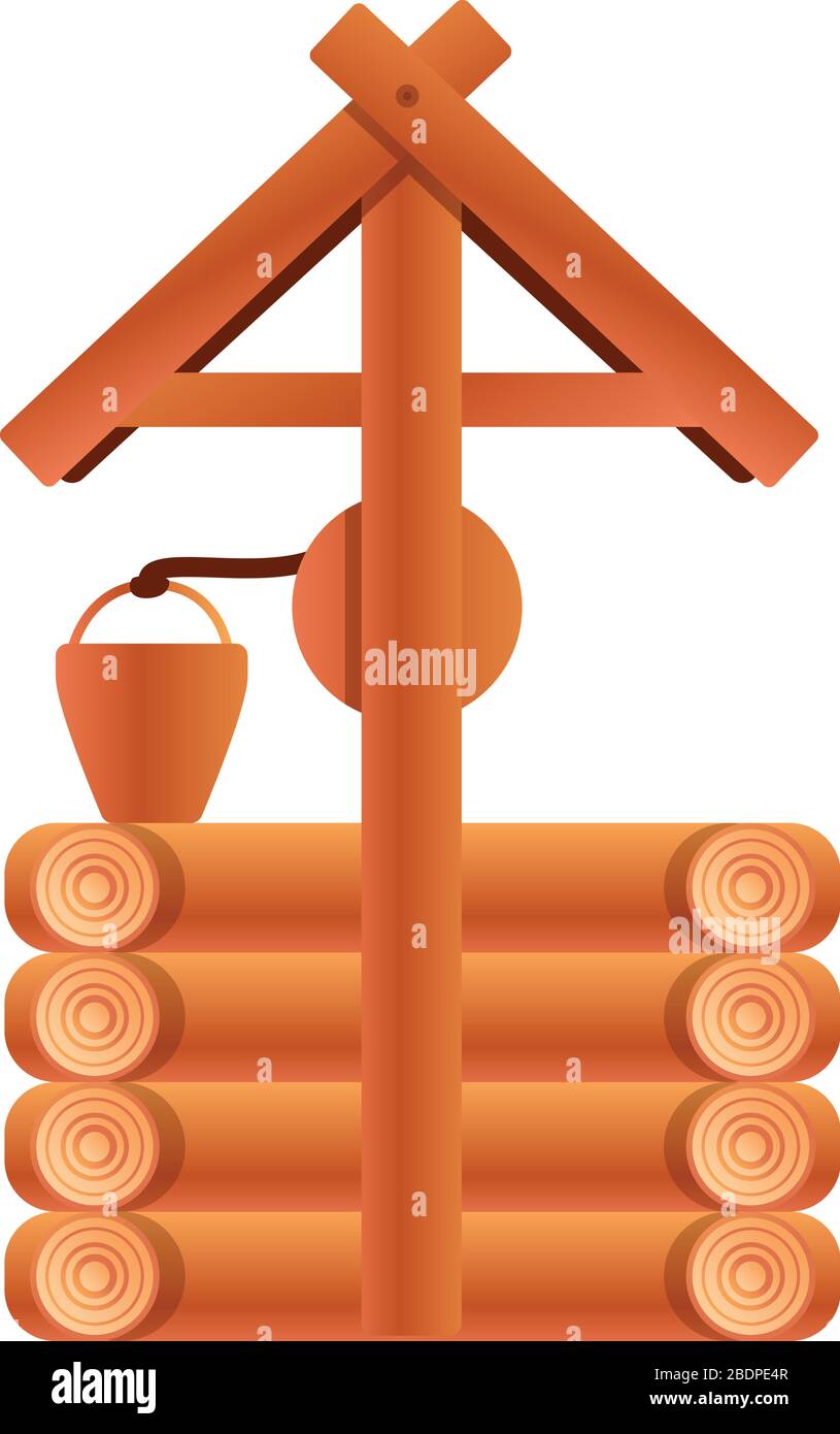 Wood water well icon. Cartoon of wood water well vector icon for web ...