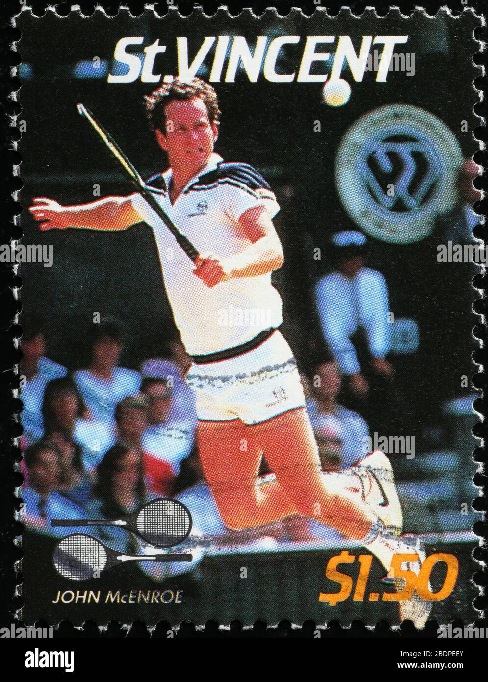 Tennis champion John McEnroe on postage stamp Stock Photo - Alamy