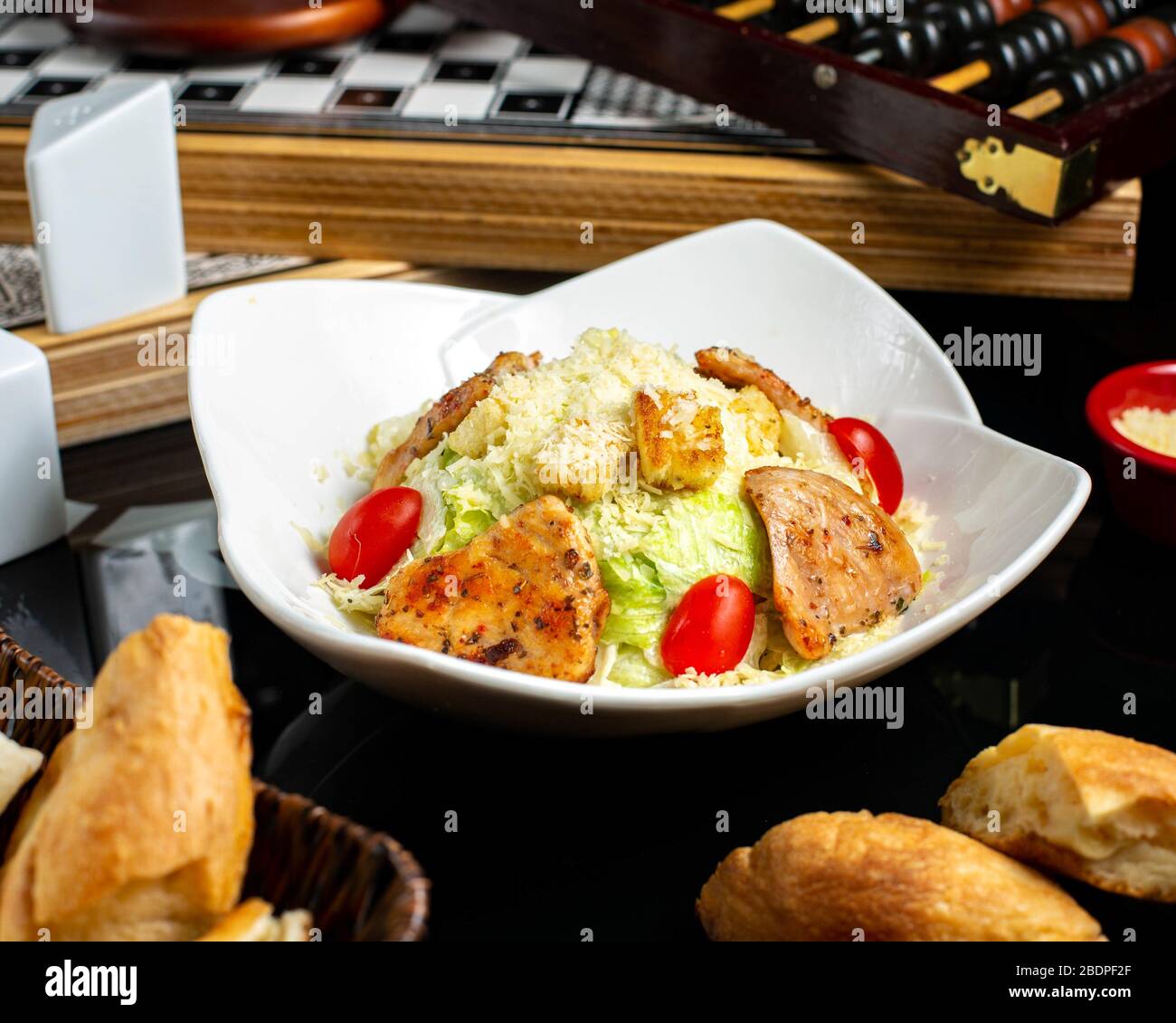 caesar salad with fried chicken Stock Photo - Alamy