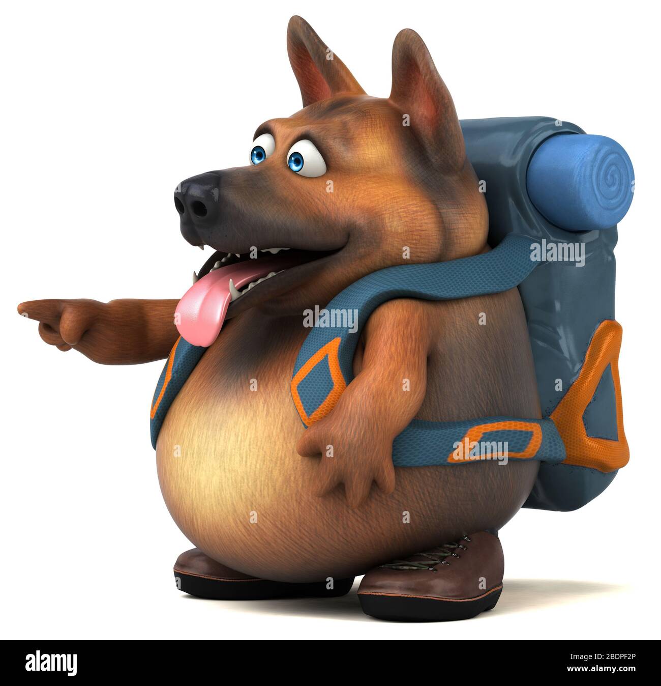 Fun backpacker german shepherd dog cartoon character Stock Photo - Alamy