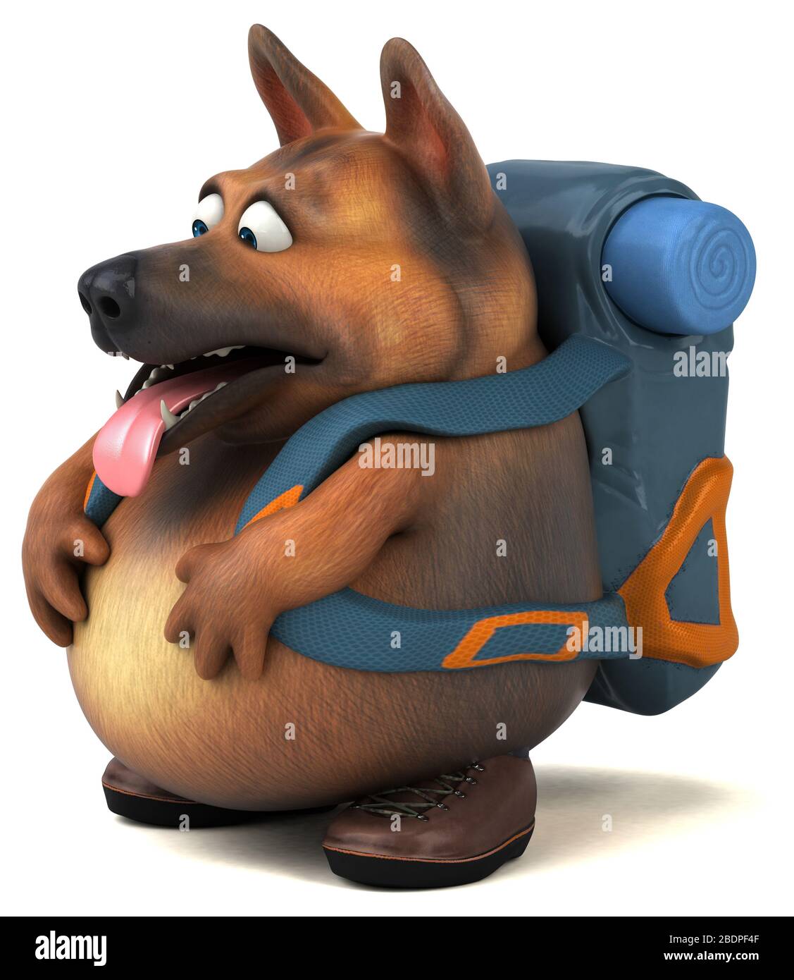 Fun backpacker german shepherd dog cartoon character Stock Photo - Alamy